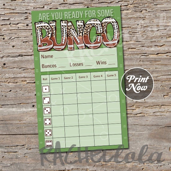 Football Bunco score card sheet, Fall leopard bunko party, Scorecard ...