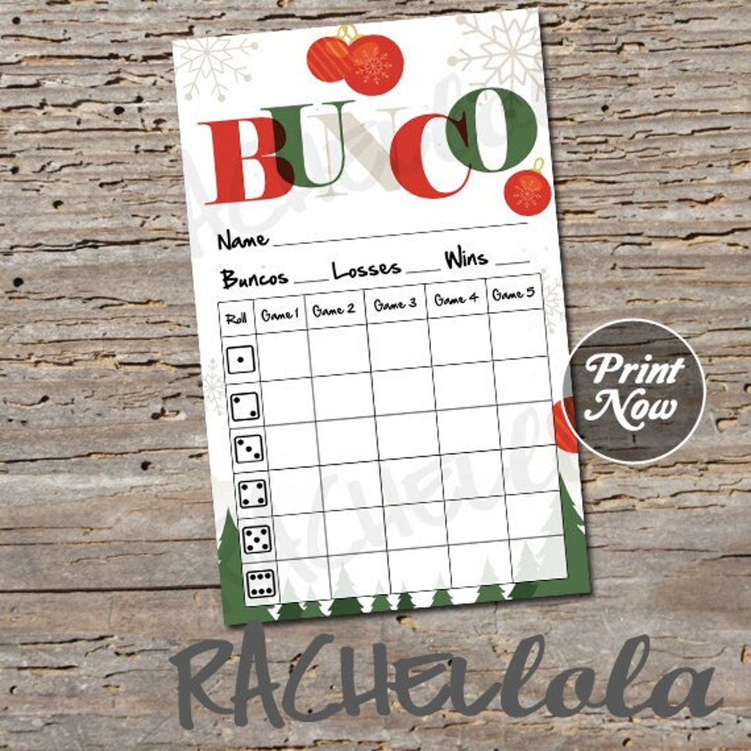 Christmas Bunco Score Card, Score Sheet, Simple Bunko Party, Scorecard ...
