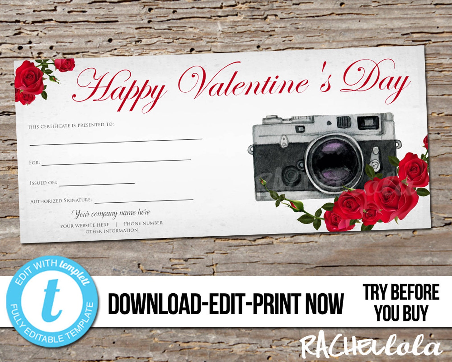 Printable Valentine Gift Certificate Template Editable - Etsy