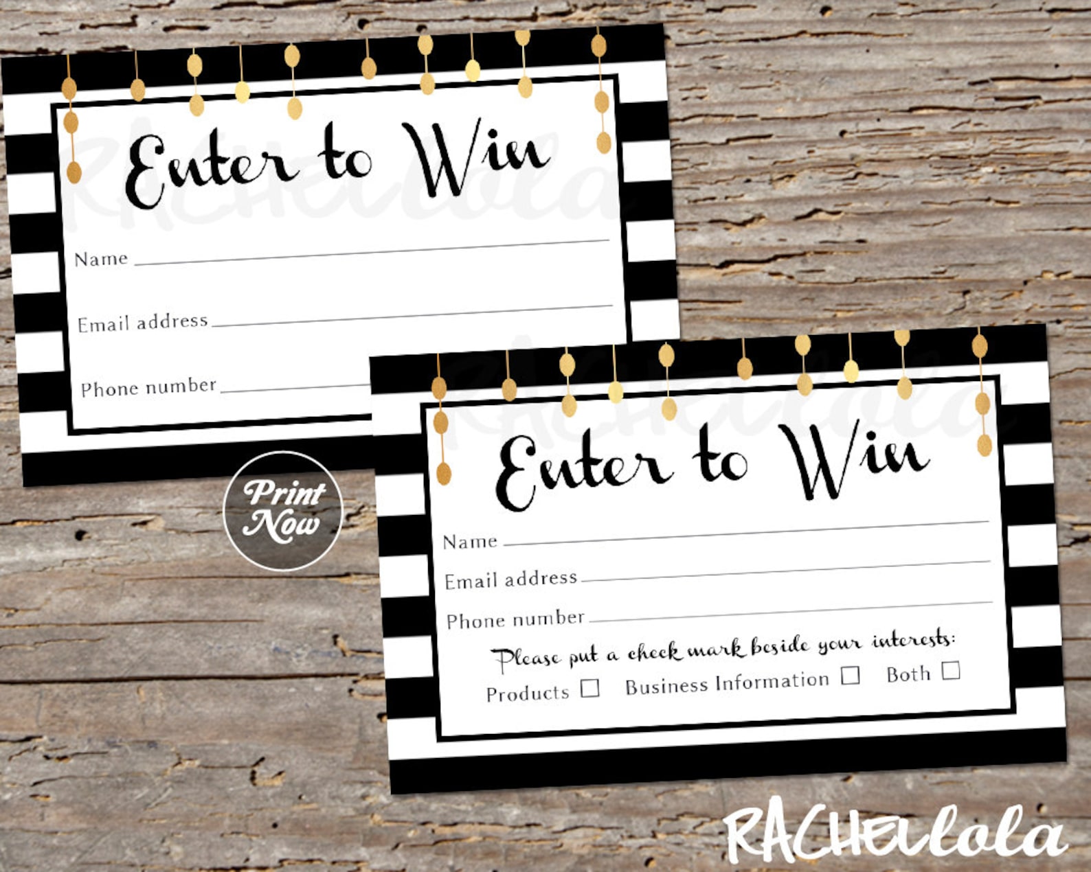 Raffle Ticket Template, Printable Door Prize Entry Form, Enter to Win ...