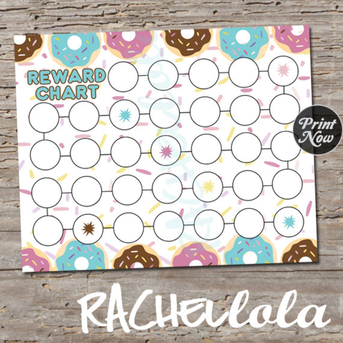 Donut Reward Chart for kids printable instant digital | Etsy