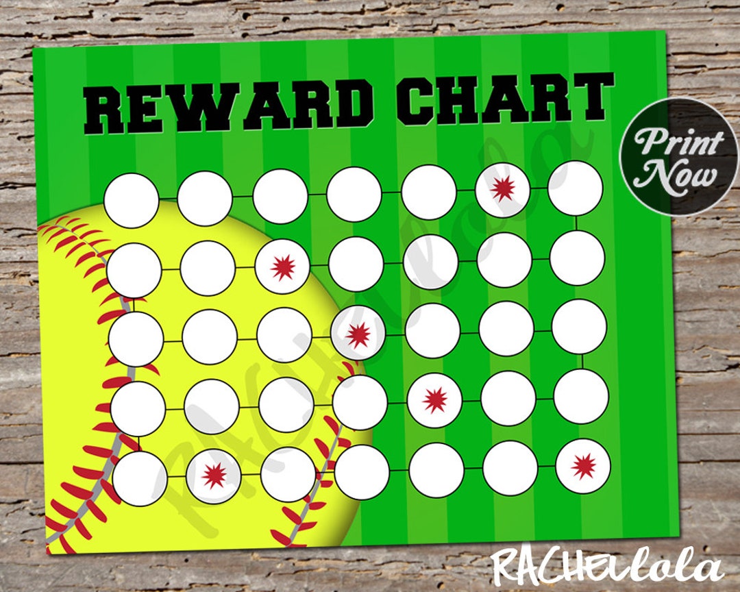 Softball Reward Chart for Kids, Printable Instant Digital Download ...
