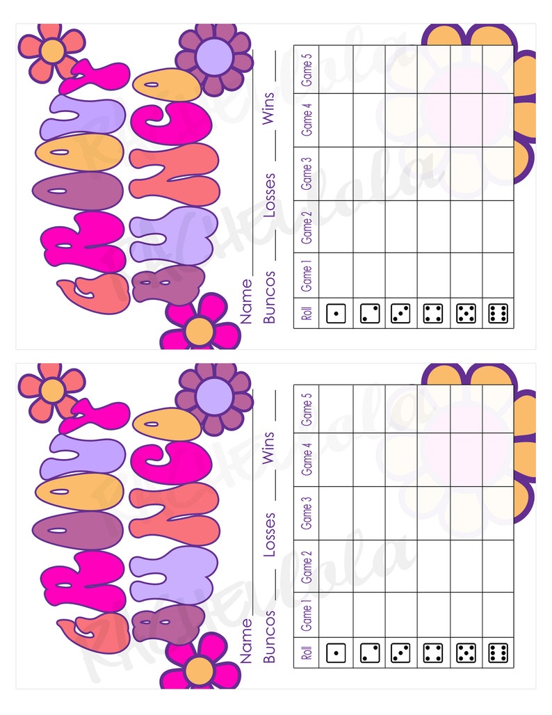 Retro Groovy Bunco Score Card Score Sheet 60s 70s Flower - Etsy