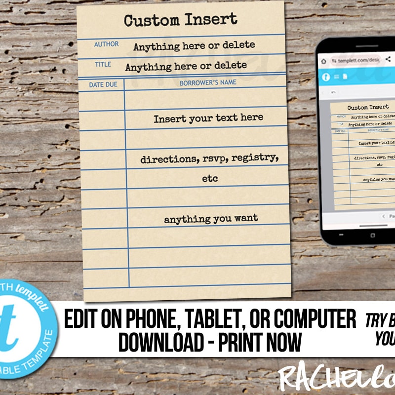 Library Card Note Custom - Etsy