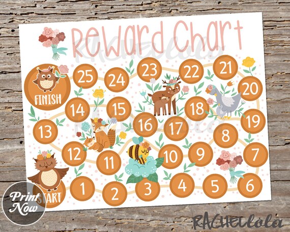 Owl Reward Chart for kids, printable instant download, Girl toddler ...