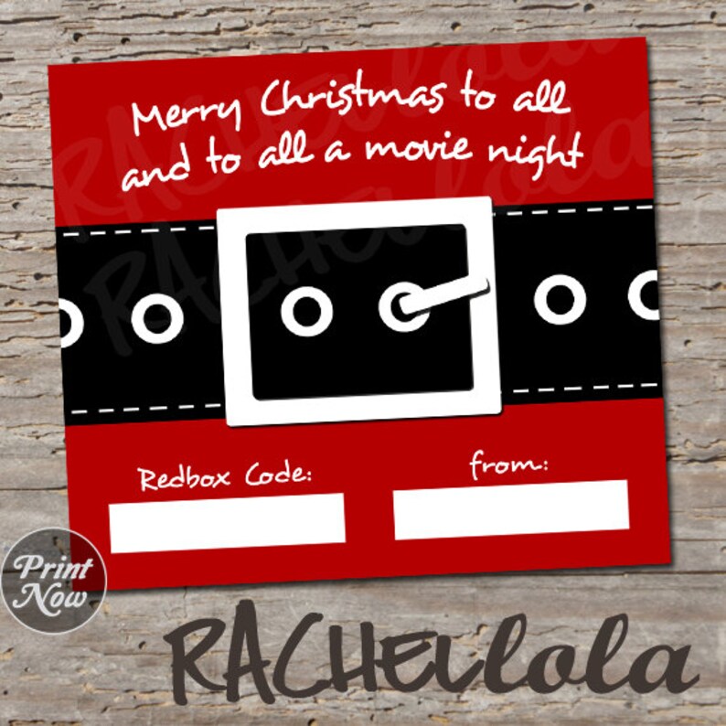 Christmas Redbox Code Santa Suit Teacher Movie Night Gift | Etsy
