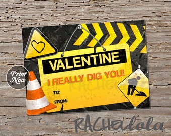 Construction Valentine Cards. Truck Kids Valentines Printable - Etsy