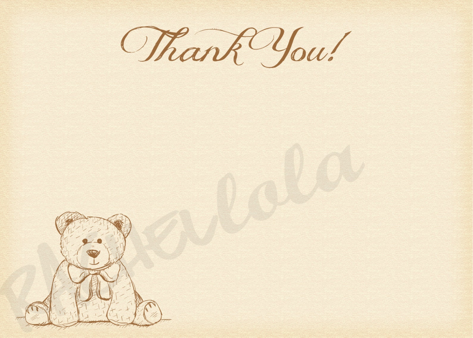 Teddy Bear Thank You Note Printable Card Template Birthday - Etsy