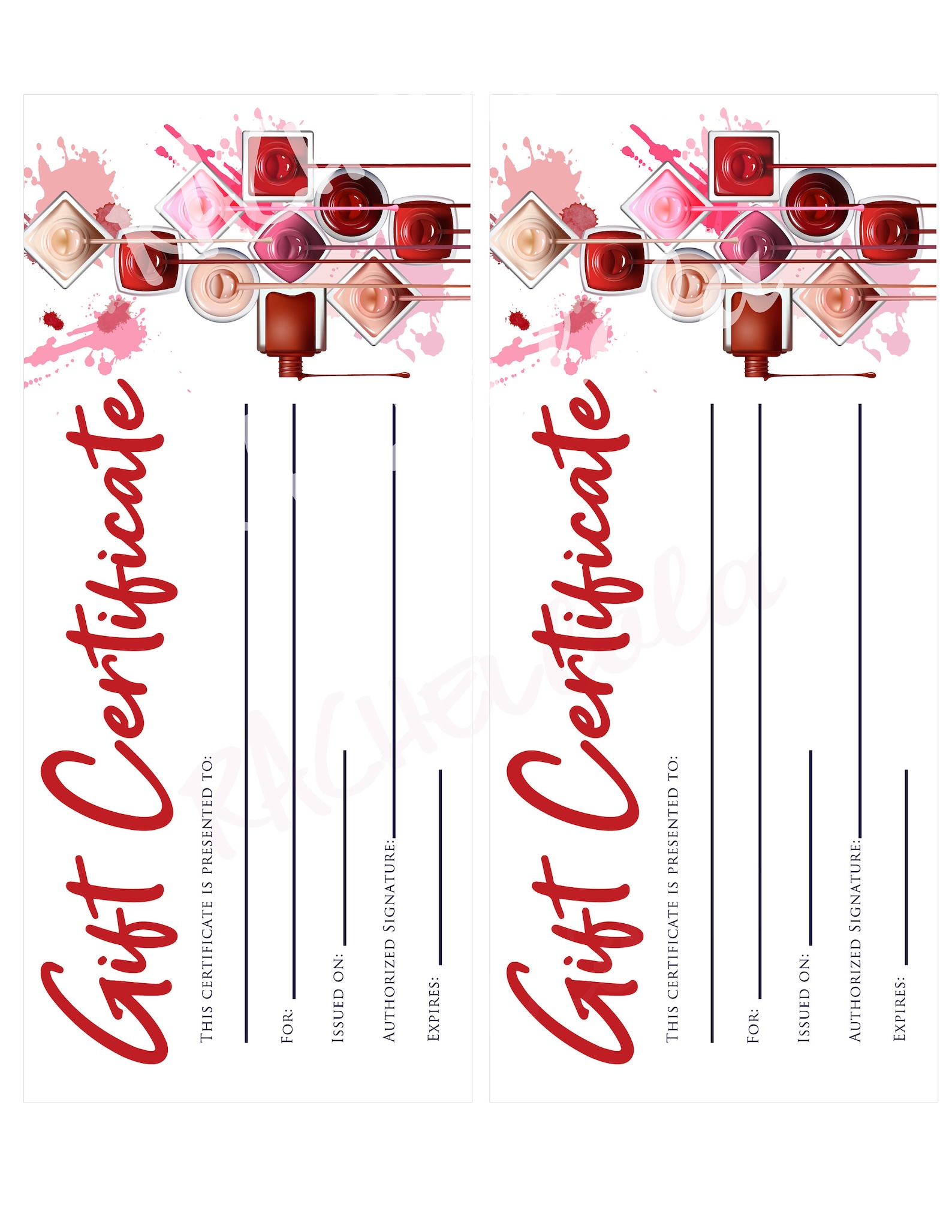 Printable Nail Salon Gift Certificate Fillable Template - Etsy