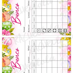Easter Egg Bunco Score Card, Score Sheet, Bunko Party, Scorecard ...