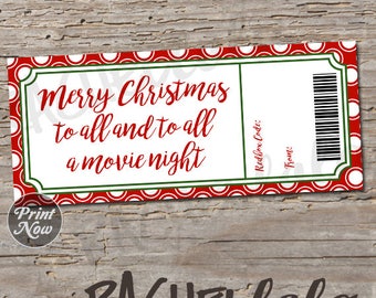 Printable Christmas Redbox Code Gift Tag Teacher Movie Night | Etsy