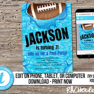 Editable Football Pool Party, Birthday Invitation, Printable Template ...