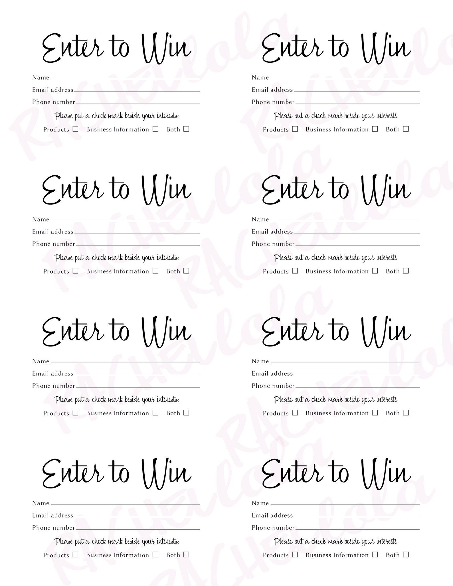 Raffle Ticket Template, Printable Enter to Win, Entry Form, Door Prize ...