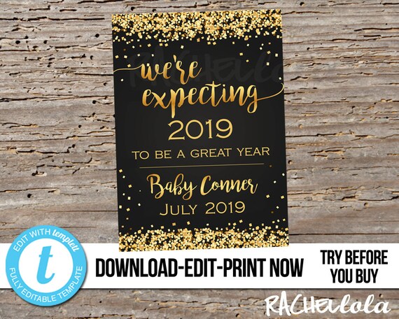 editable-pregnancy-announcement-sign-gold-glitter-new-years-january