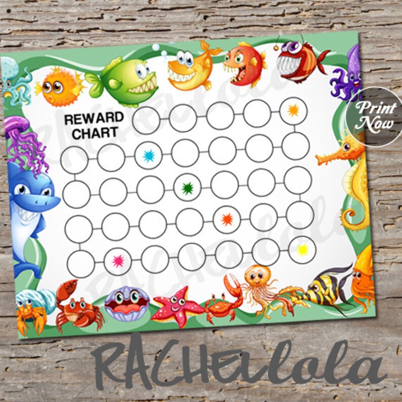 Undersea ocean animal Reward Chart for kids Printable chore | Etsy