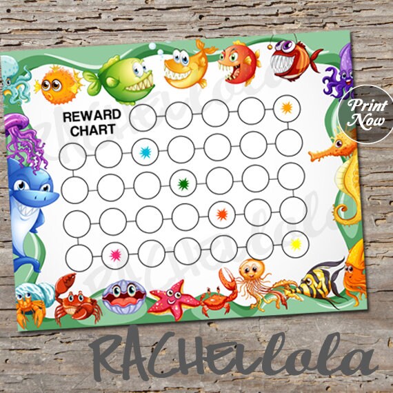 Instant Download Reward Chart For Kids Chore Chart Kids Ocean Themed ...