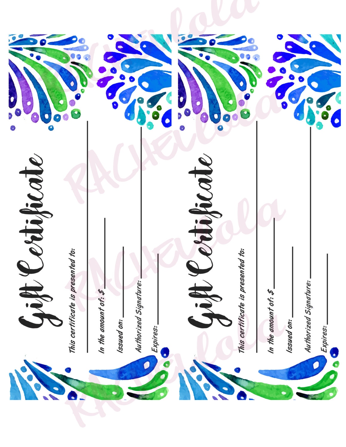 Printable Gift Certificate Template Spring Summer Fun - Etsy