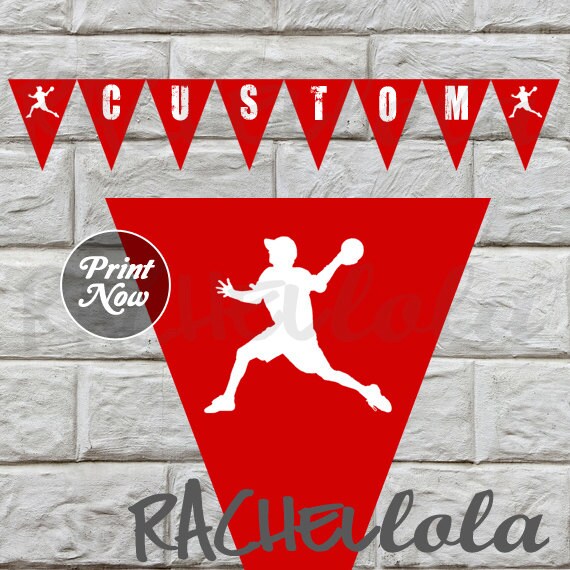 Red dodgeball printable banner, dodgeball tournament birthday party ...