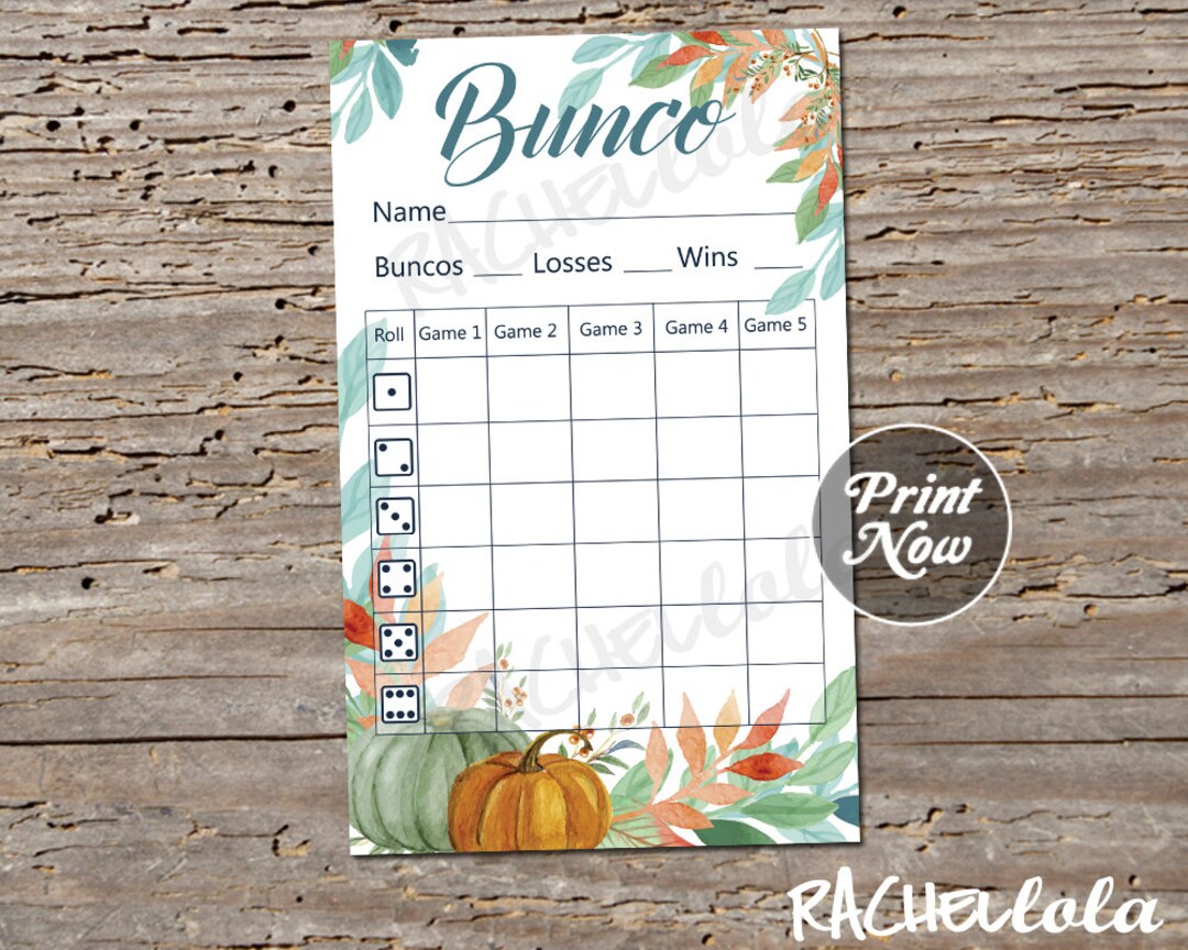 Fall Bunco Score Sheet, Thanksgiving, Halloween, October, November ...