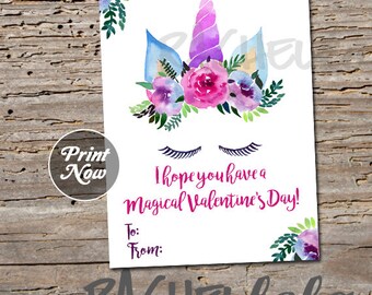 DIGITAL FILE Printable Unicorn Valentine's Day Cards for - Etsy