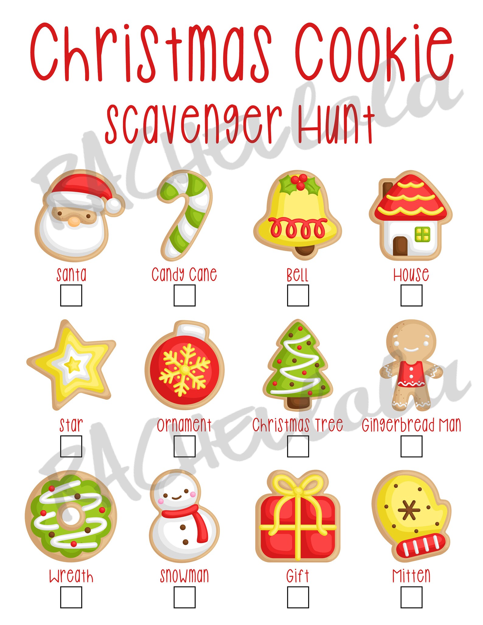 Printable Christmas Scavenger Hunt Party Game Activity Kids - Etsy