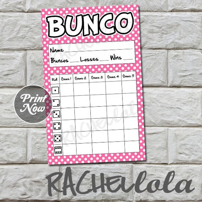 Pink Polka Dot Bunco Score Card Score Sheet Bunko Party - Etsy