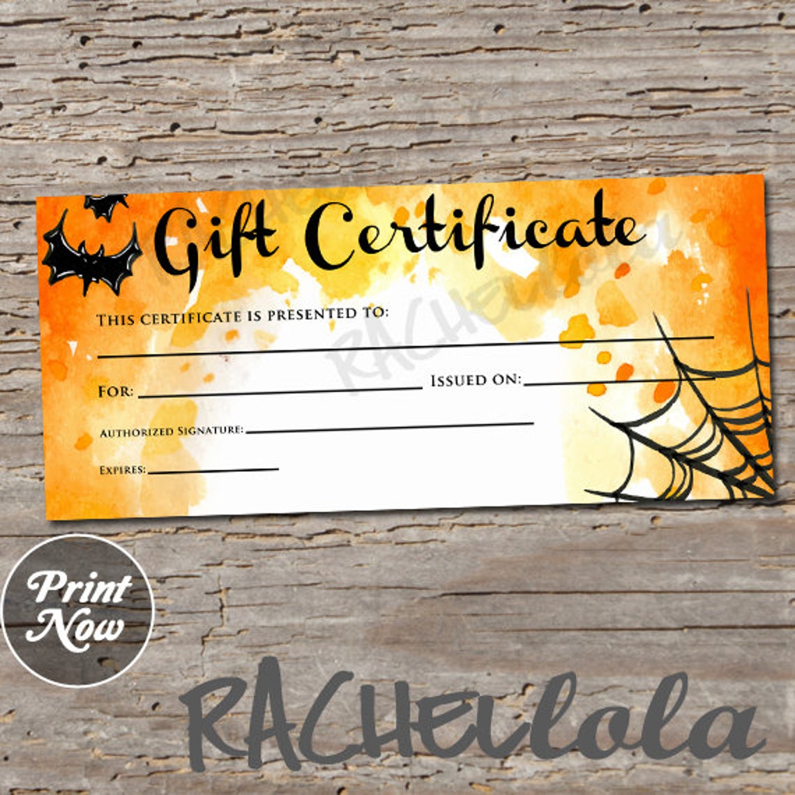 Halloween Printable Gift Certificate Fillable Template Fall - Etsy