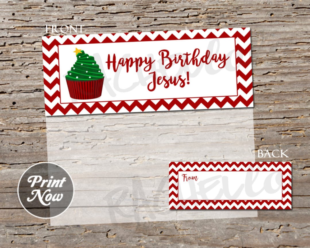 Christmas, Happy Birthday Jesus, Religious, Printable Favor Candy Bag ...