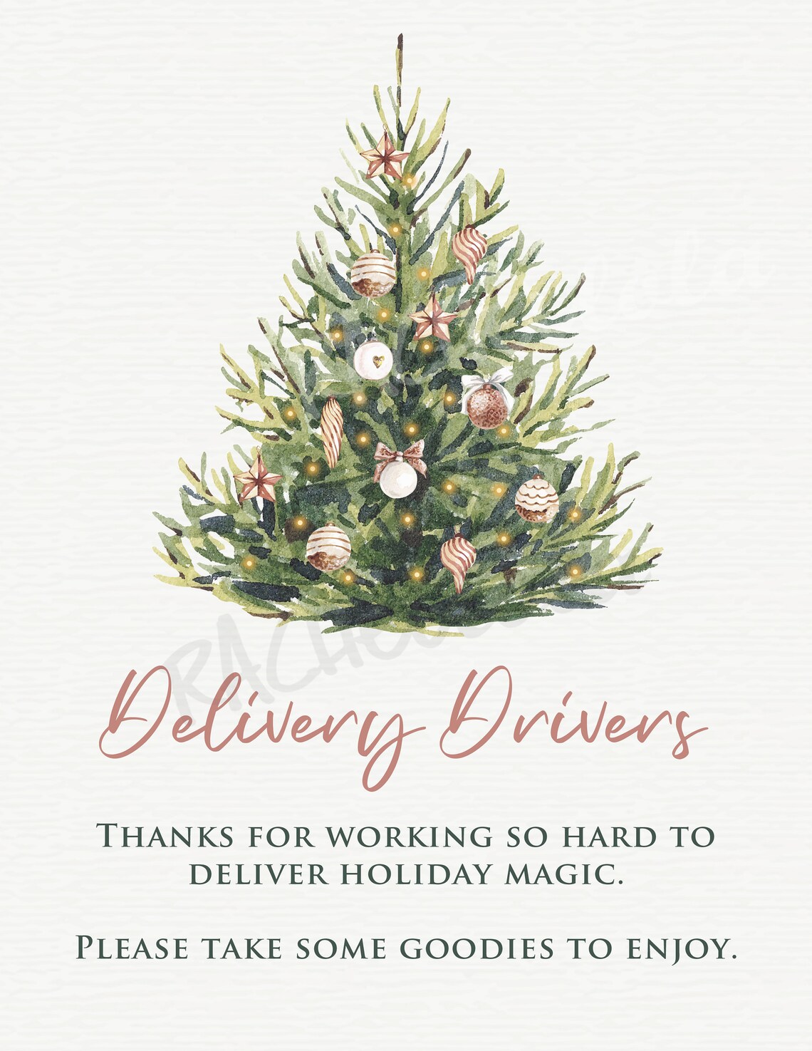 Delivery Driver Thank You, Printable Snack Sign, Holiday, Christmas ...