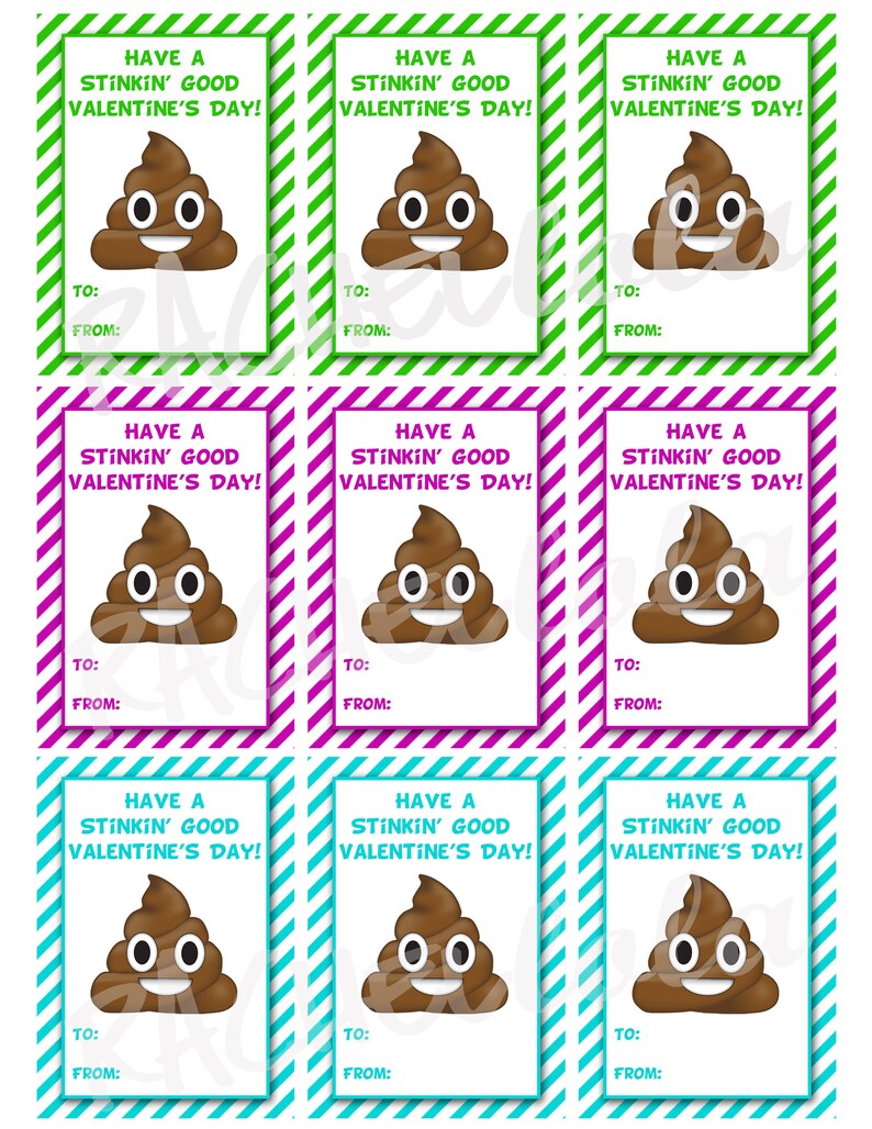 Poop Emoji Valentine's Day Card for Kids Printable - Etsy