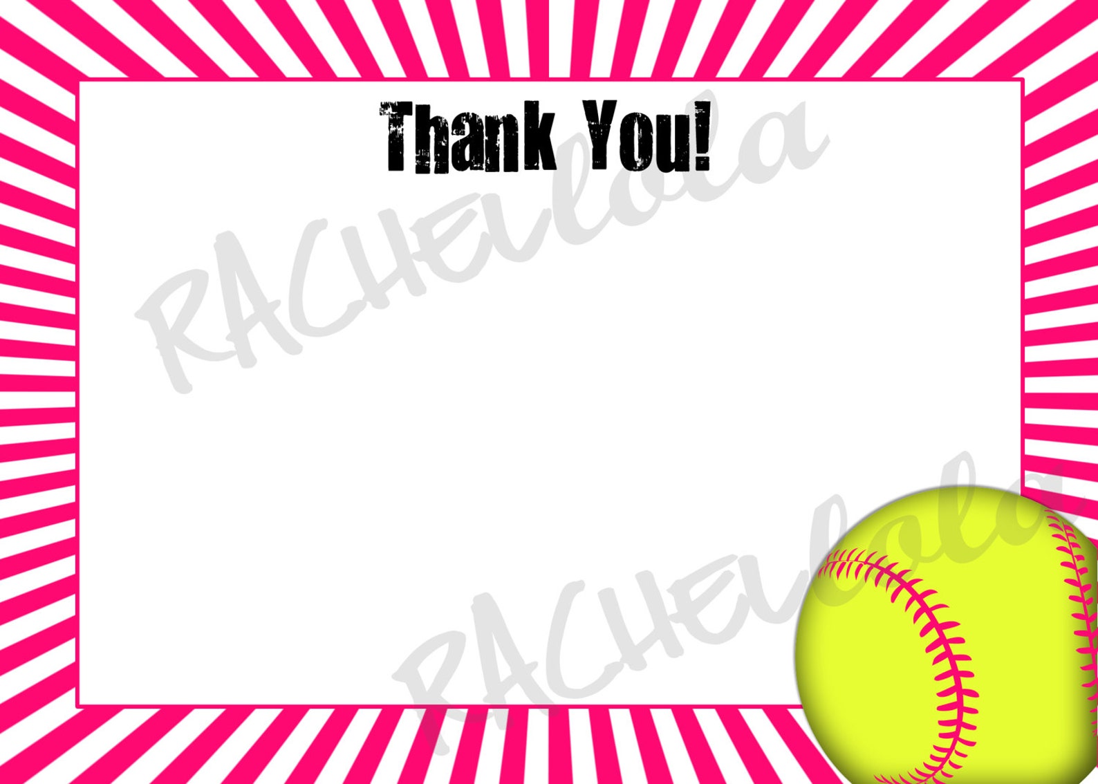 Softball Thank You Notes Printable Card Softball Birthday - Etsy