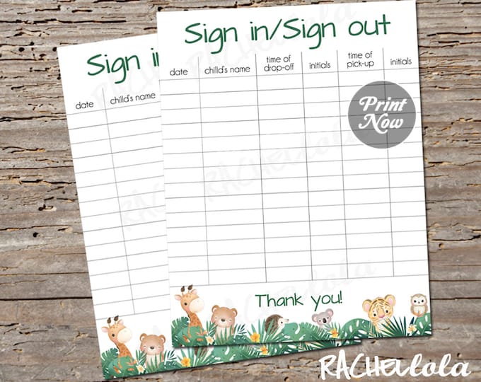 Childcare Daily Sign in Sign Out Template Printable, Weekly Sign in ...