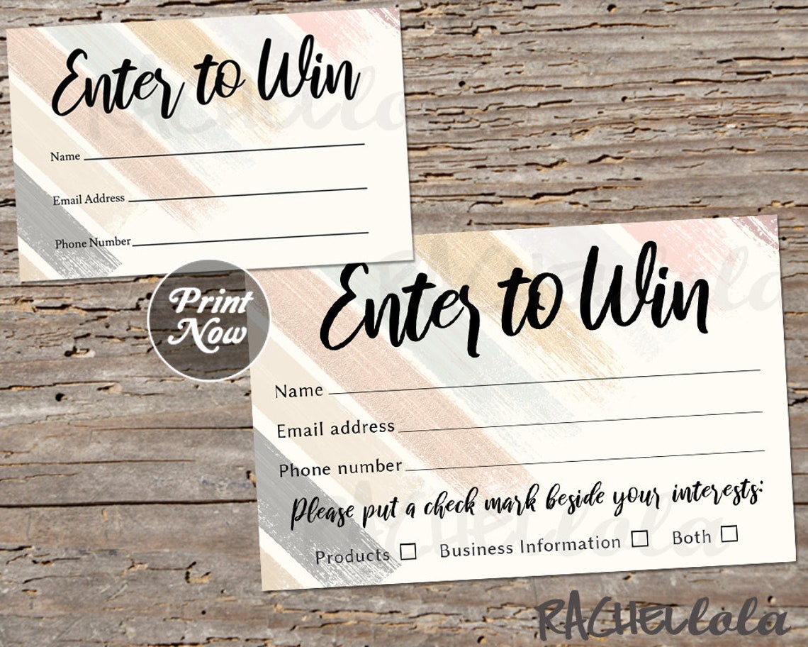 Raffle Ticket Template Printable Enter to Win Neutral Entry - Etsy