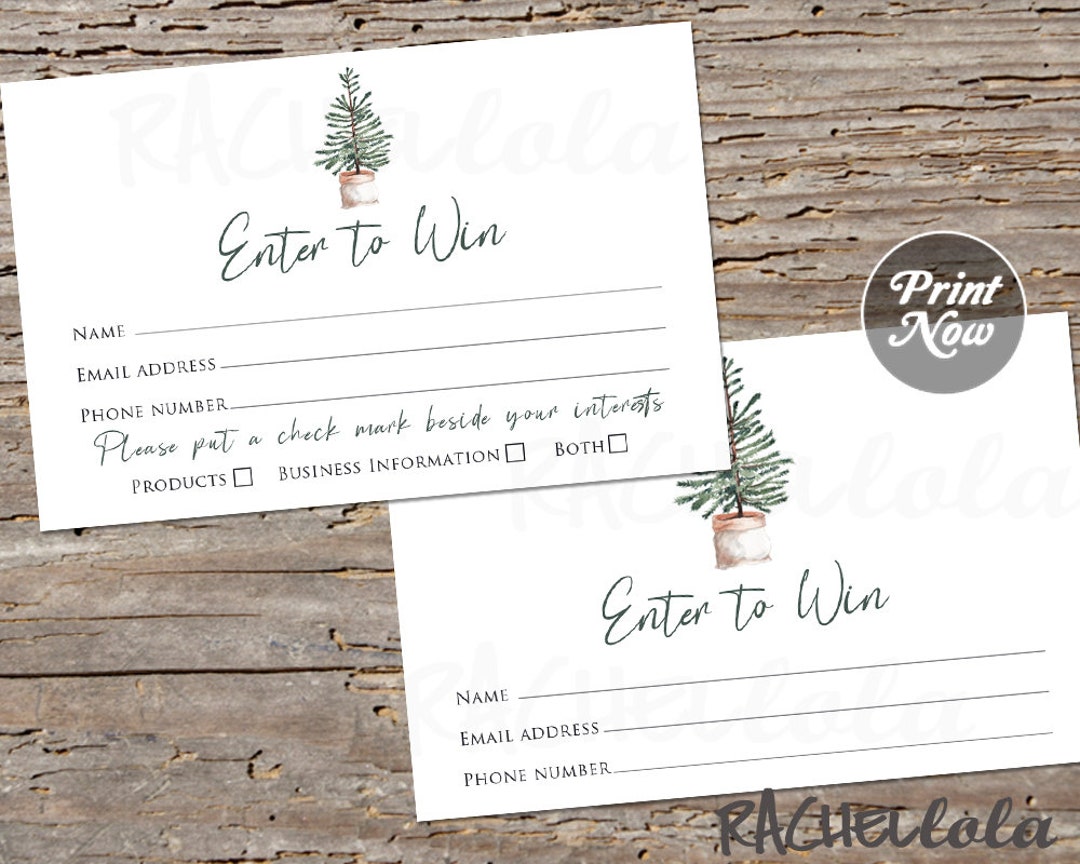 Christmas Raffle Ticket Template, Printable Enter to Win, Entry Form ...