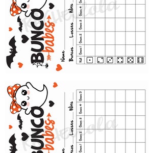 Halloween Score Card, Cute Ghost, Boos and Bunco Babes Score Sheet ...