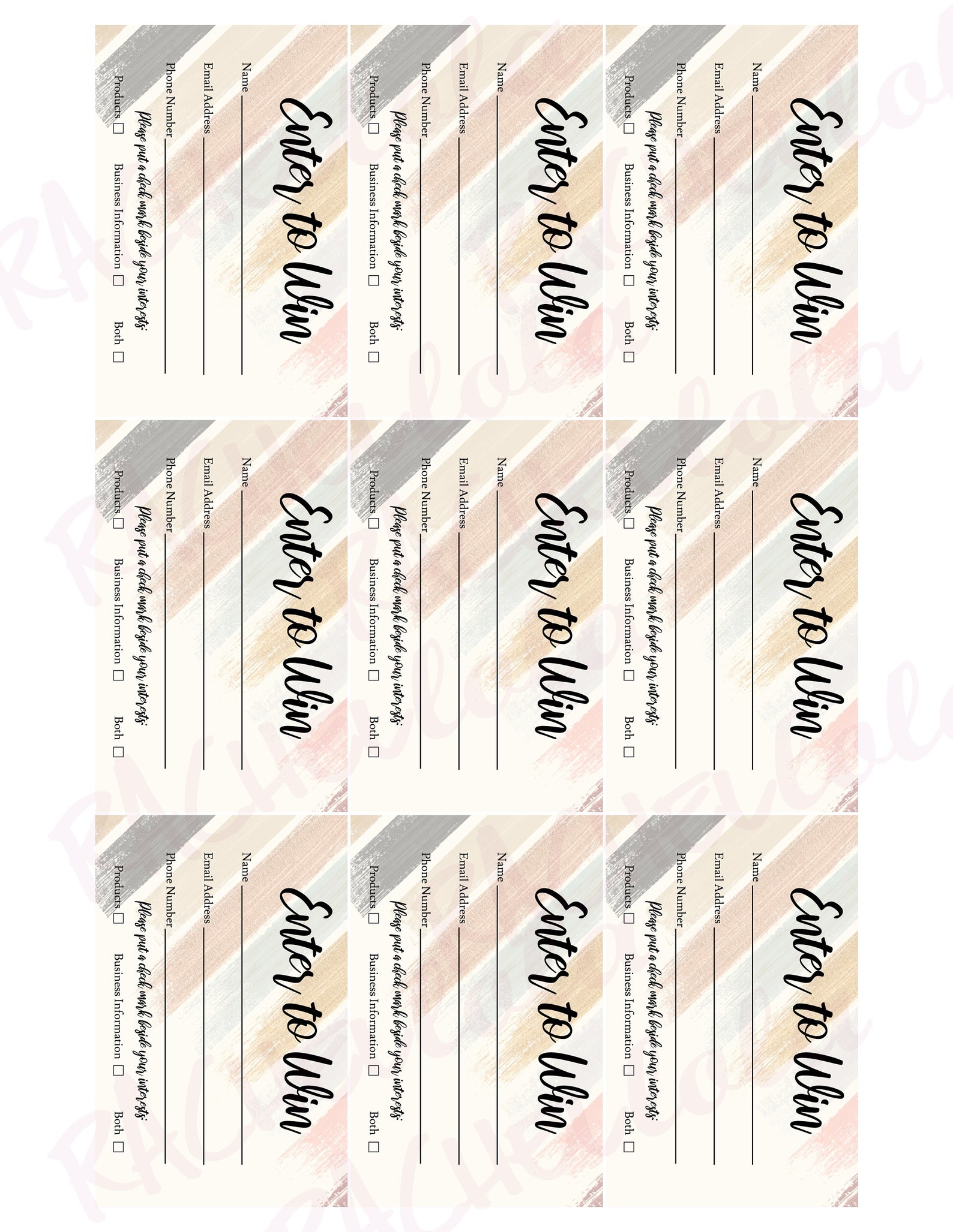 Raffle Ticket Template Printable Enter to Win Neutral Entry - Etsy