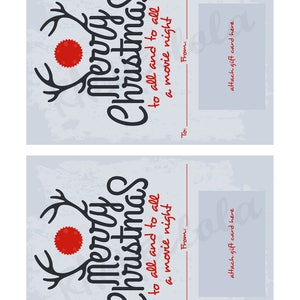 Printable Christmas Movie Night Gift Card Holder, Antler Merry ...
