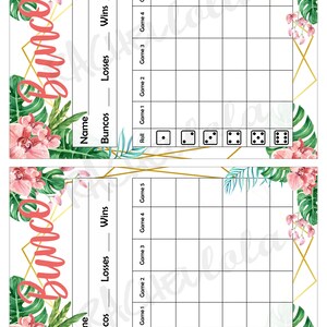Tropical Luau Bunco Bash Scorecard, Score Sheet, Bunko Party, Pool ...