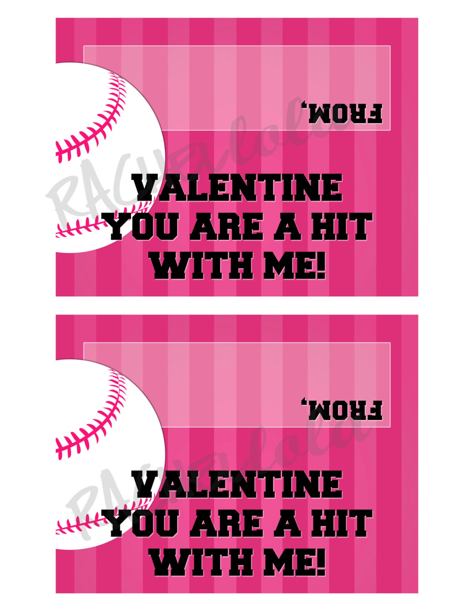 Softball Valentine's Day Card for Kids Sports Printable | Etsy