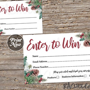 Christmas Raffle Ticket Template, Holiday Printable Enter to Win, Entry ...