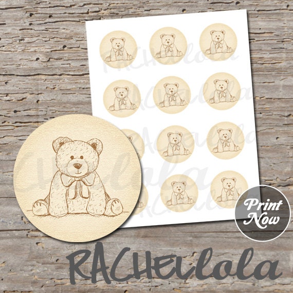 Teddy Bear 2 inch cupcake toppers, birthday party, baby shower ...