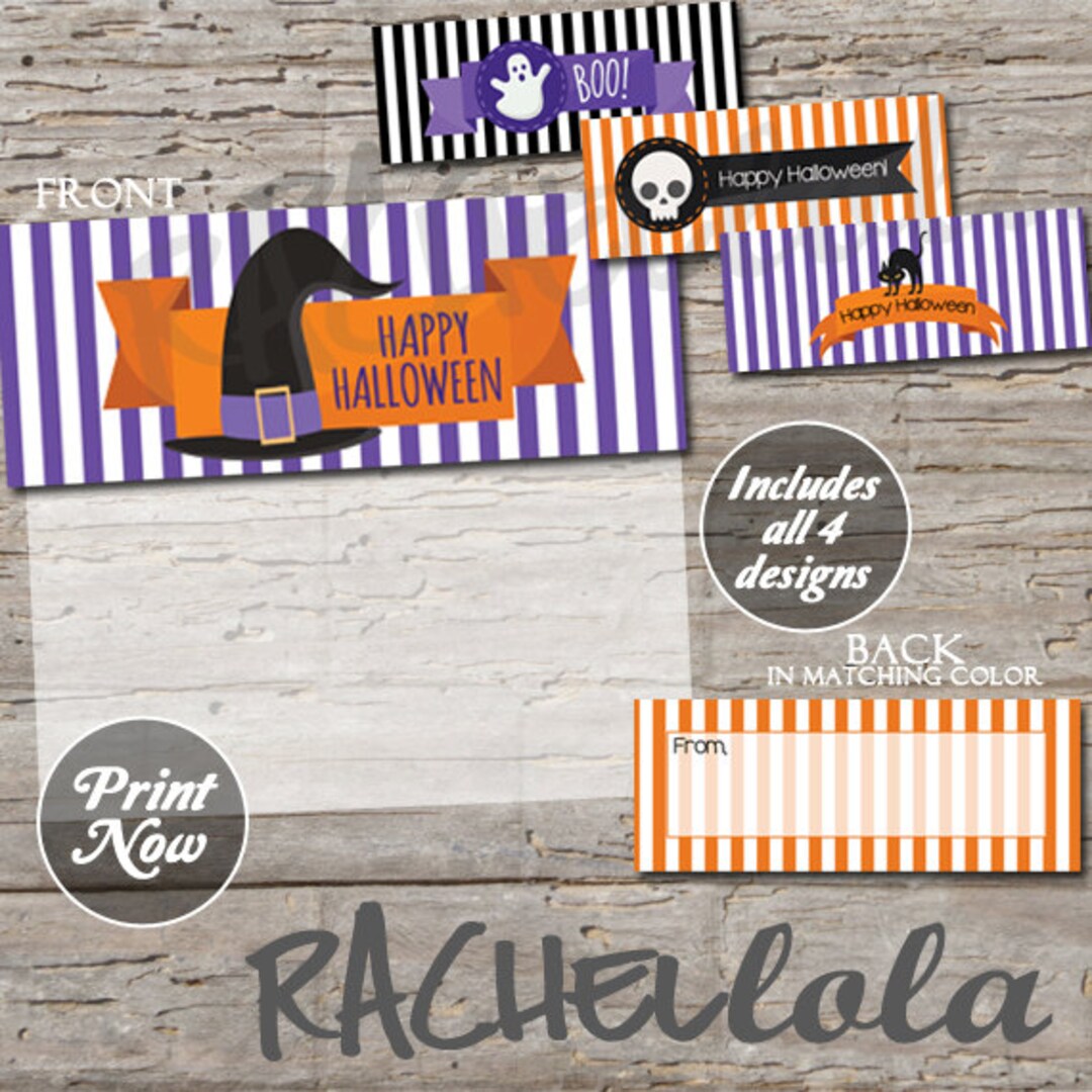 Stripe Halloween Bag Topper Printable Goodie Bag Label - Etsy