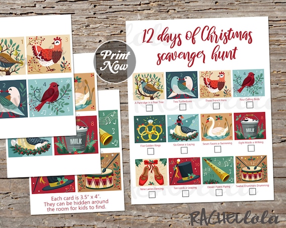 Printable Christmas scavenger hunt, Party game activity, Kids, Family ...