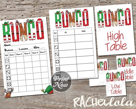 Christmas Bunco Bundle, Scorecard Tally, Table Signs, Score sheet ...
