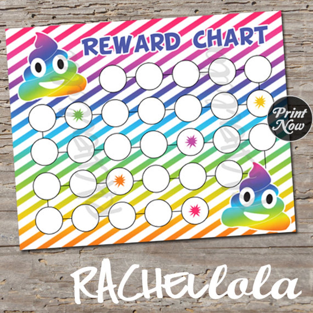 Rainbow Poop Emoji Reward Chart for Kids, Printable Instant Digital ...