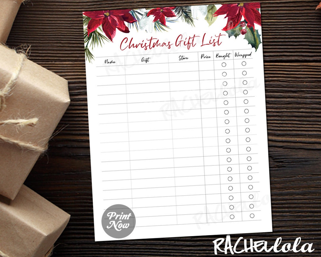 Christmas Gift Tracker Holiday Shopping List Budget Gift - Etsy