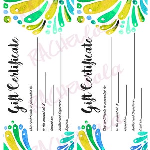 Printable Gift Certificate Template, Spring, Summer, Fun Colorful ...