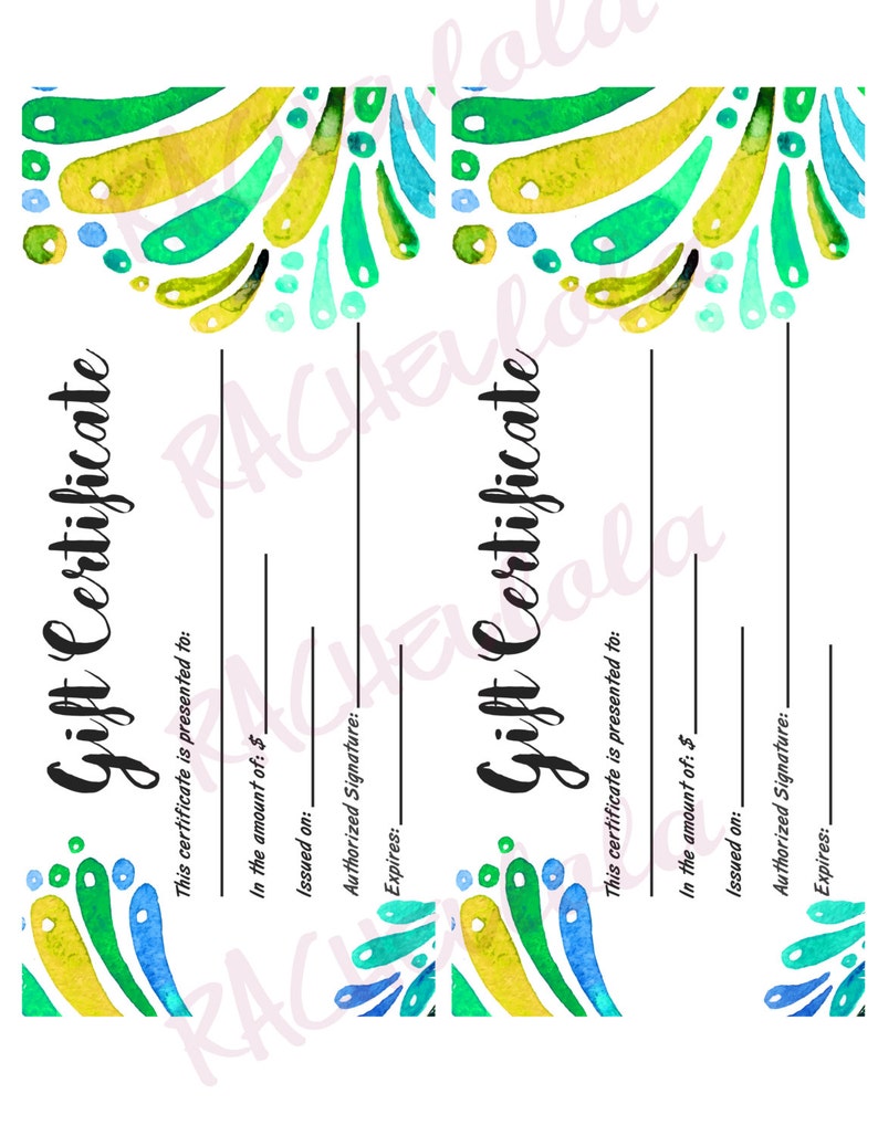 Printable Gift Certificate Template Spring Summer Fun - Etsy