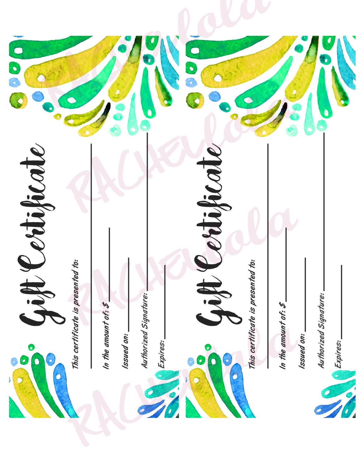 Printable Gift Certificate Template Spring Summer Fun - Etsy