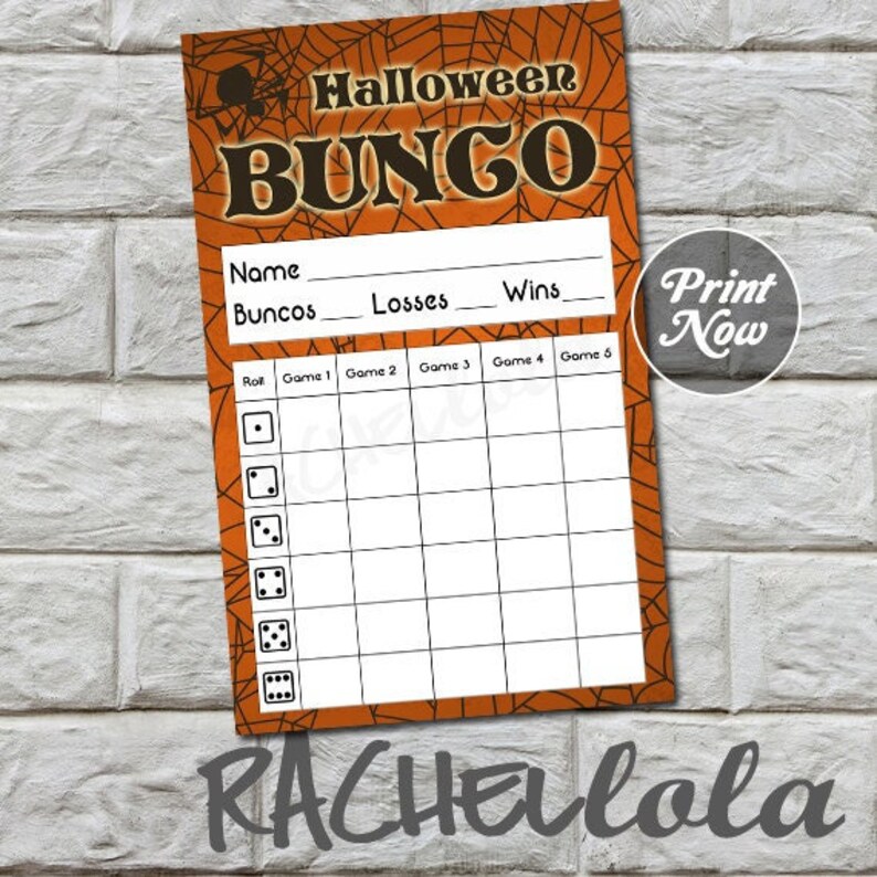 Halloween Bunco Score Card Fall Score Sheet October Bunko - Etsy